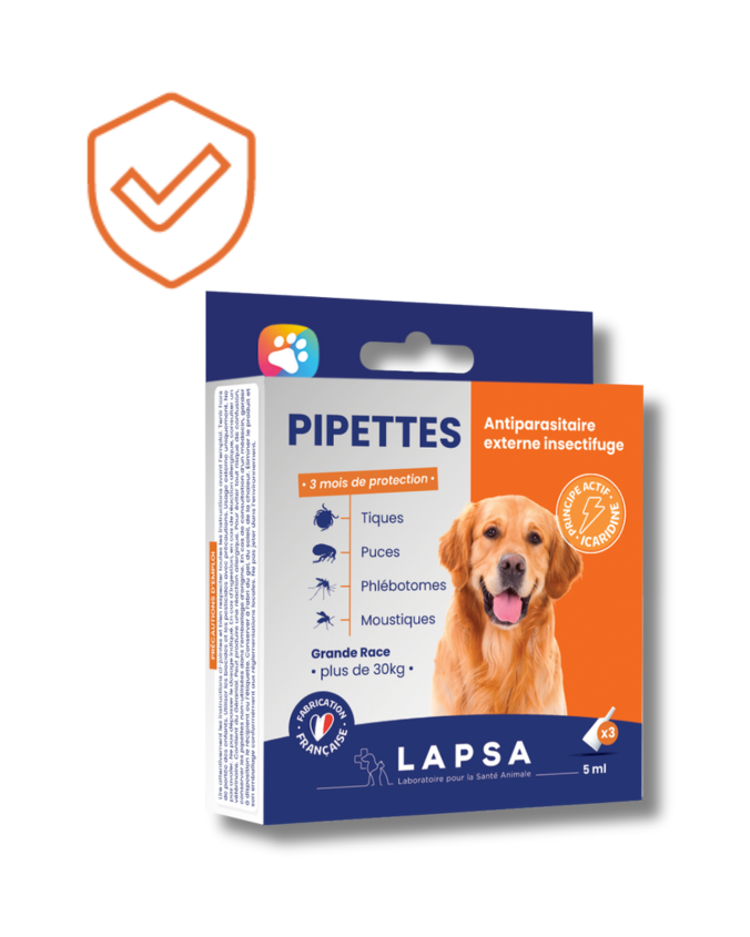 Pipettes antiparasites Chien grande race à l'icaridine - x3 LAPSA